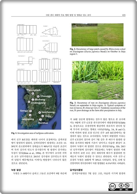 국내 잔디 재배지 주요 병해 발생 및 병원균 밀도 조사