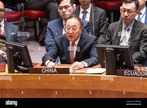 Ambassador Zhang Jun Speaks During Security Council Meeting On