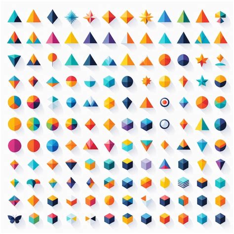Set Of Colorful Geometric Shapes Premium Ai Generated Vector