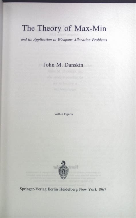 the theory of max min and its application to weapons allocation