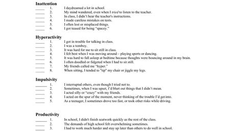 Womens Adhd Self Assessment Pdf Form Formspal
