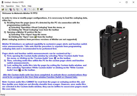 Minitor Vi 6 Programming Fera Comm