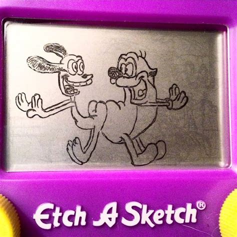 Cartoon Characters Created On An Etch A Sketch Barnorama