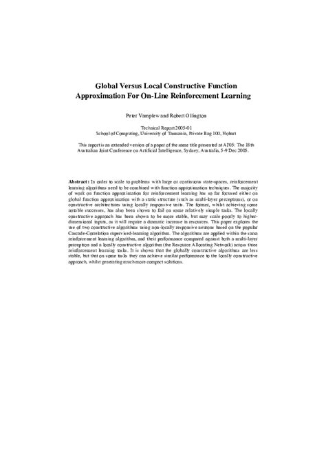 Pdf Global Vs Local Approaches In Rl Function Approximation