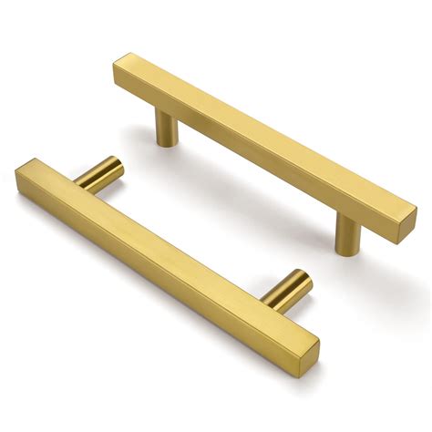 Goldenwarm 6 Pack Gold Cabinet Handles Brushed Brass 4 Inch Pulls For