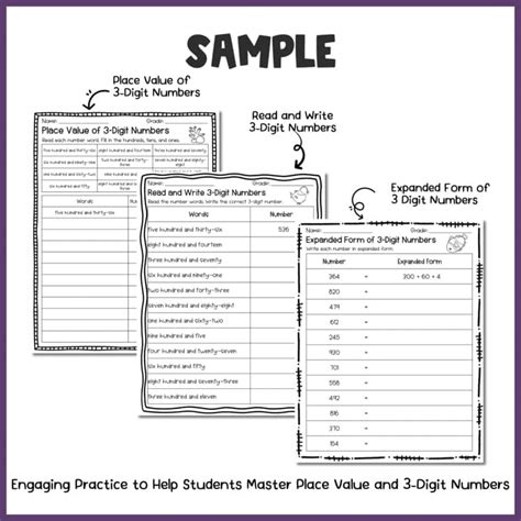 Place Value 3 Digit Numbers Ordering Expanded Form Hundreds Tens