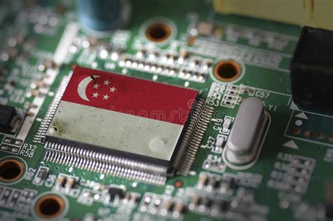 Flag Of Singapore On A Processor Cpu Central Processing Unit Stock Image Image Of Information