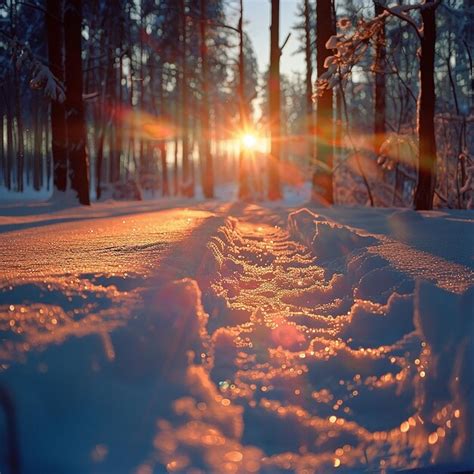 Sunlight Diffraction On Snow Premium Ai Generated Image
