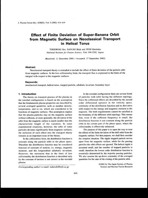 Super Banana Orbit Pdf Plasma Physics Magnetic Field