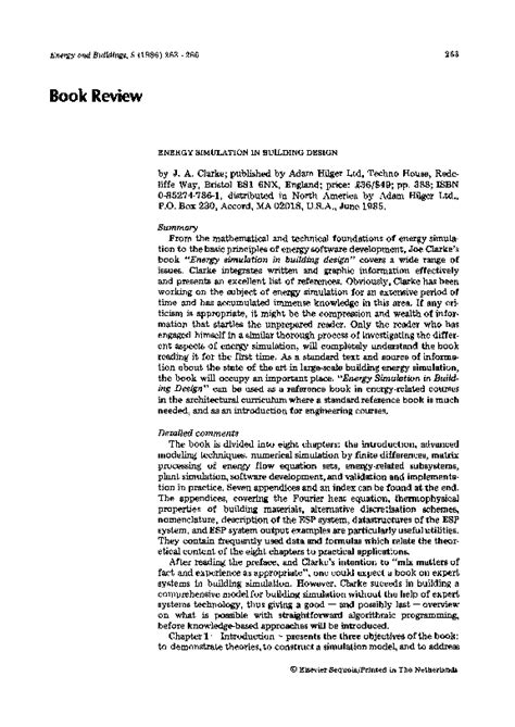 Pdf Energy Simulation In Building Design