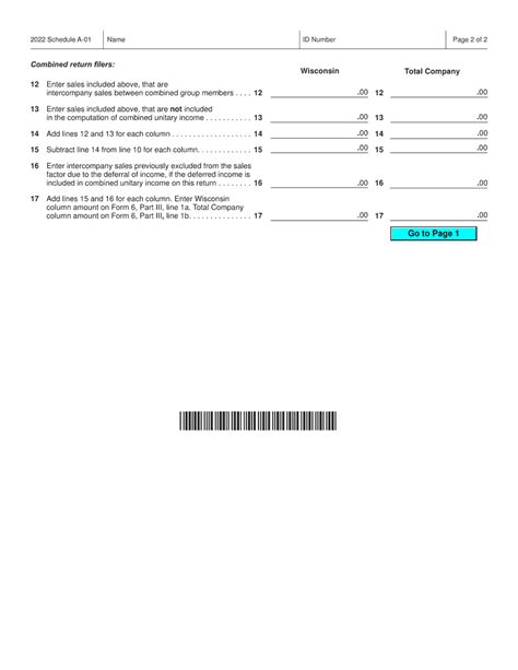Form Ic 043 Schedule A 01 Download Fillable Pdf Or Fill Online Wisconsin Single Sales Factor