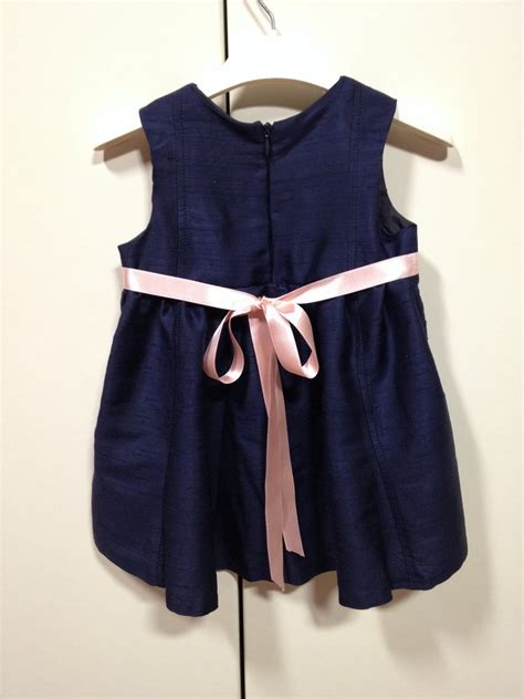 12 Mesi Abito Da Cerimonia Bimba In Shantung Di Seta Blu Con Nastro Su Misshobby