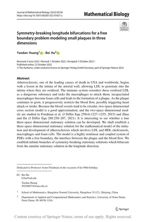 Symmetry Breaking Longitude Bifurcations For A Free Boundary Problem