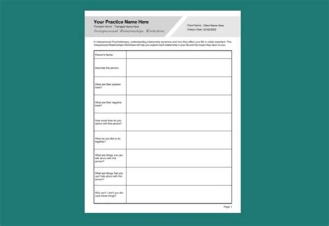 Interpersonal Relationships Worksheet Editable Fillable Printable Pdf