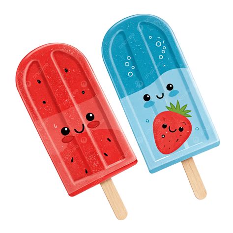 Cute Cartoon Fruit Popsicles Ruit Popsicles Cartoon Ice Pops Summer