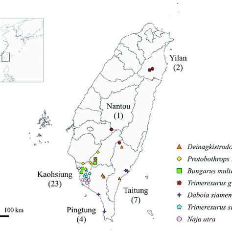 The Collection Sites And Sample Sizes Of Two Elapid And Five Viperid