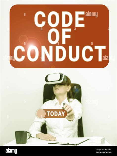 Hand Writing Sign Code Of Conduct Business Concept Ethics Rules Moral Codes Ethical Principles