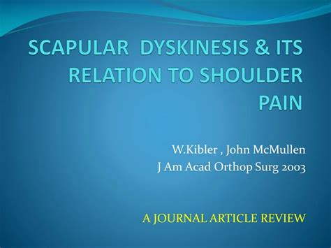 Ppt Scapular Dyskinesis Evaluation Classification And