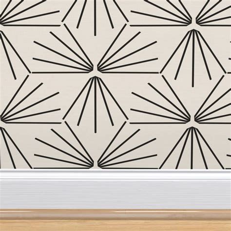 Grasscloth Wallpaper Swatch Sun Tile Large Black White Line Star