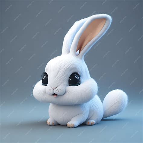 Premium Ai Image A Cute 3d Cartoon Rabbit Isolated On Grey Background