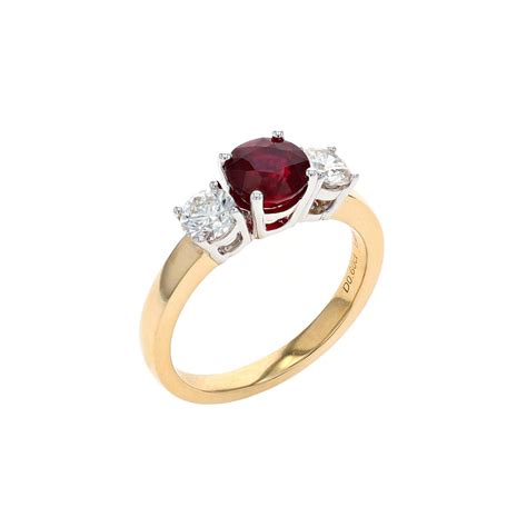 14k Two Tone Three Stone Ruby And Diamond Ring Josephs Jewelers