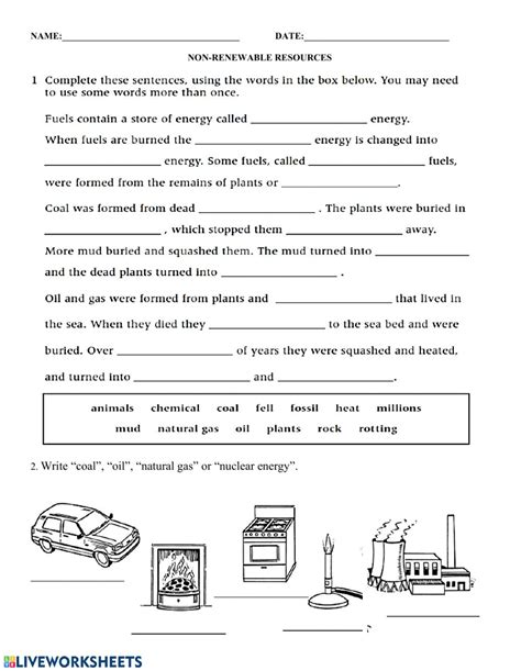Free Printable Renewable And Nonrenewable Resources Worksheet