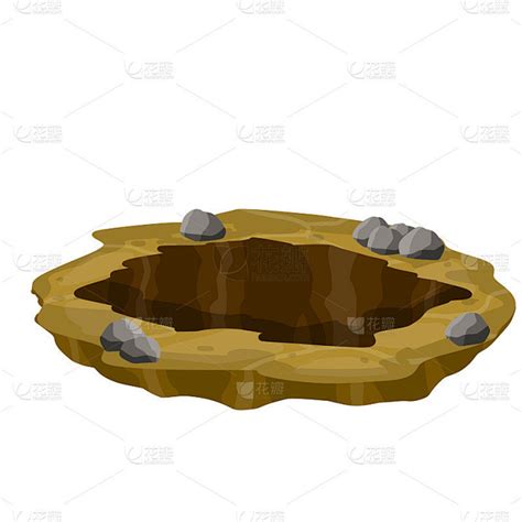 地上有个大洞。沙漠景观元素。