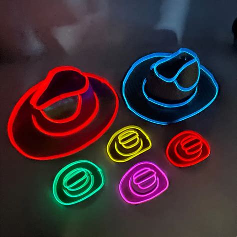 Disco Luminous Led Cowgirl Hat Glowing Light Bar Cap Flashing Neon