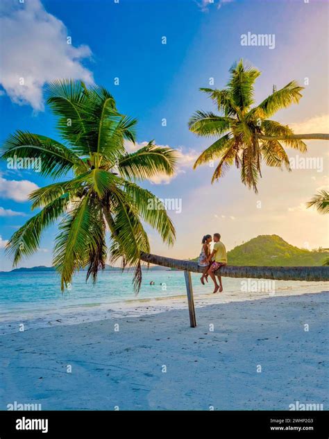 Praslin Seychelles Tropical Island With Withe Beaches And Palm Trees