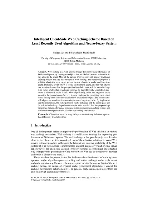 Pdf Intelligent Client Side Web Caching Scheme Based On Least Recently Used Algorithm And