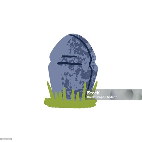 무덤의 묘비 비석과 잔디 할로윈 클립 아트 묘지 묘비 무덤에 무덤 흰색 배경에 고립 된 머리 돌의 플랫 벡터 그림 0명에 대한 스톡 벡터 아트 및 기타 이미지 Istock