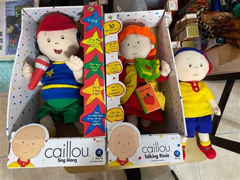 Rare Lot Of 3 2002 Cinar Irwin Toys Caillou And Rosie Plush Dolls Sing