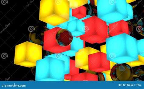 Background Composition With Cubes And Spheres 3d Render Illustration