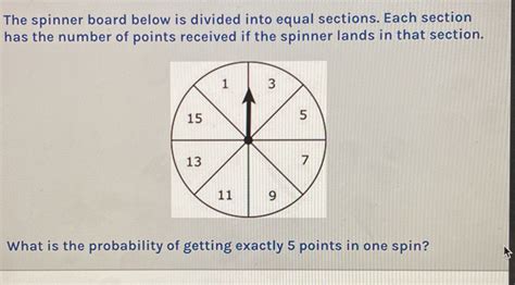 The Spinner Board Below Is Divided Into Equal Sections Each Section
