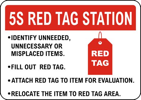 5s Red Tag Procedure Sign Save 10 Online