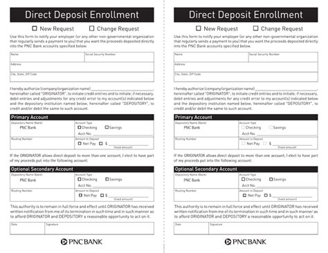 Free PNC Bank Direct Deposit Authorization Form PDF EForms