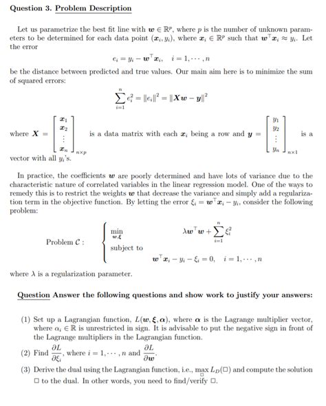 question 3 problem description let us parametrize