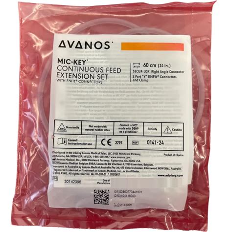 Avanos Mic Key Continuous Feed Extension Set With Enfit Connectors Secur Lok 24 60cm Farmanutrir