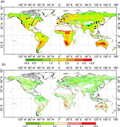 A Spatial Patterns Of Global Water Use Efficiency Wue G C Kg H 2 O Download Scientific