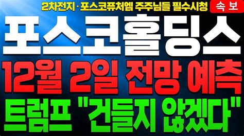 포스코홀딩스 포스코홀딩스주가전망 포스코홀딩스주가 포스코퓨처엠 주가전망 🔴트럼프 반전의 한 마디 Youtube