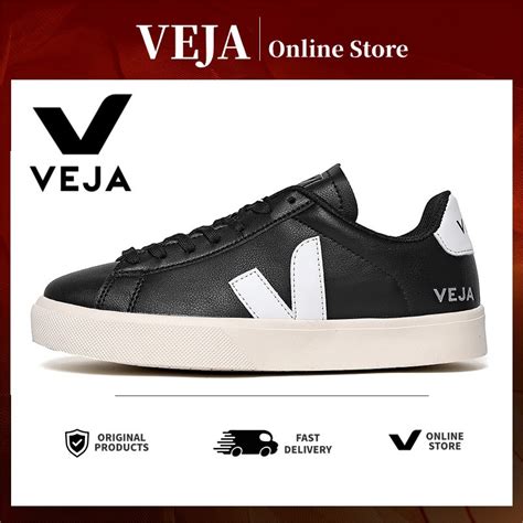 【100 Authentic】original Veja Casual Sneakers Black Unisex Lace Up