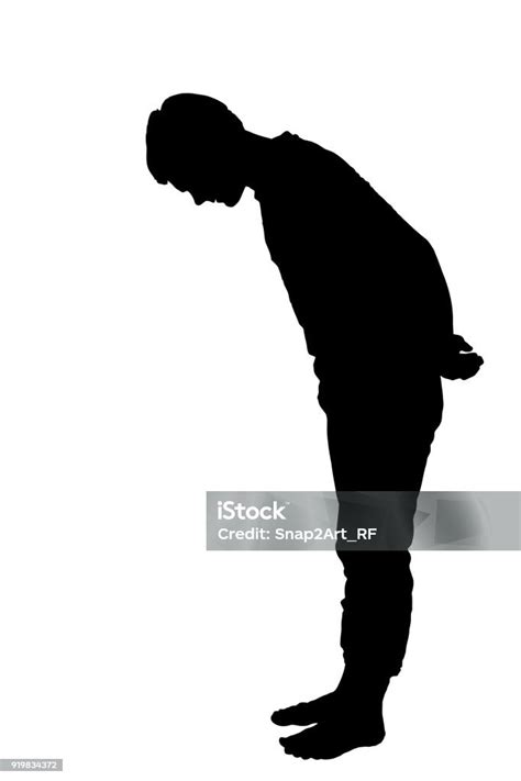 전체 길이 측면 프로필 세로 아래를 내려다 보면서 10 대 소년의 실루엣 검은색에 대한 스톡 벡터 아트 및 기타 이미지 검은색 겸손 깊은 Istock