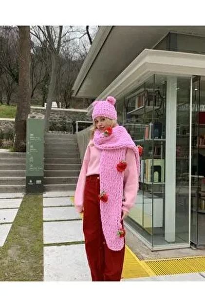 Buboi Knit Kurbağa Gözlü Birleşik Atkı Şapka Takımı El Örgüsü Fiyatı