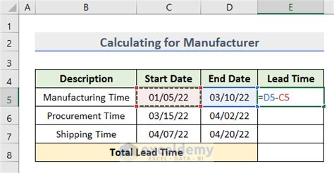 How To Calculate Lead Time In Excel 2 Examples