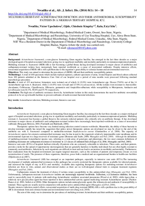 Pdf Multidrug Resistant Acinetobacter Infections An Emerging