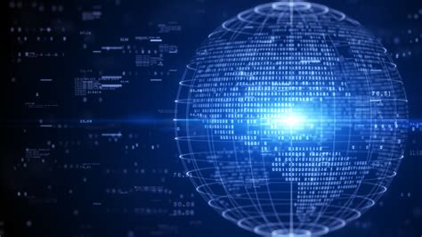 글로벌 통신 배경 개념 디지털 숫자 및 회선 연결로 회전하는 지구 와이어프레임 이진 코드 미래 기술 디지털 데이터 개념 3d