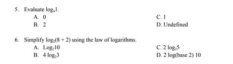 Answered 5 Evaluate Log41 A 0 B 2 6 Bartleby