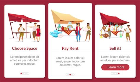 Premium Vector Bazaar Business Onboarding Mobile App Screen Flat