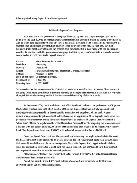 Bpi Cards Express Start Program Pdf Credit Card Service Industries