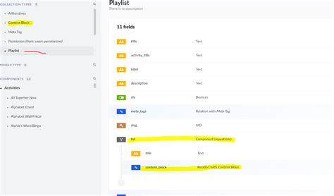 Collection Type Play List Has A List Of Collection Types Content Blocks Questions And